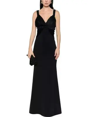 PRONOVIAS Elisabetta Franchi X Breksta V-neck Maxi Dress - Black