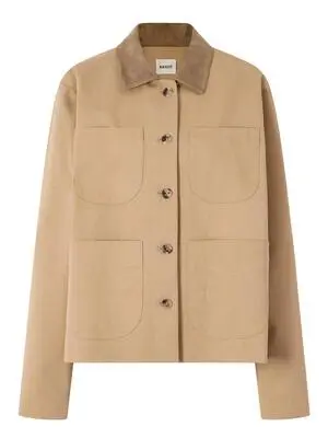 Khaite Wyatt Suede-trimmed Cotton Gabardine Jacket - Neutrals