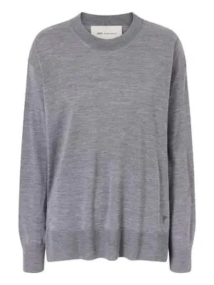 AMI Paris AMI PARIS Knitted Wool And Silk-Blend Sweater Gray