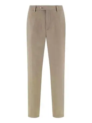 Boggi Milano Stitched Pockets Linen Trousers - Neutrals