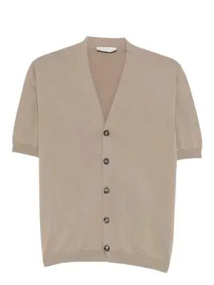 LUIGI GENTILE Button Short-sleeve Cardigan - Neutrals