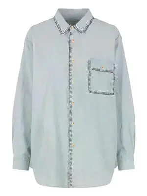 KURO Contrast-stitching Shirt - Blue
