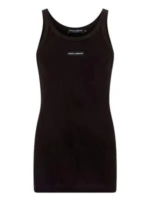 Dolce & Gabbana Rib Knit Logo Patch Vest - Brown