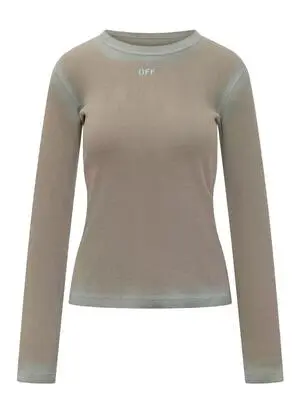 Off-White Ribbed Long-sleeved Top - Neutrals