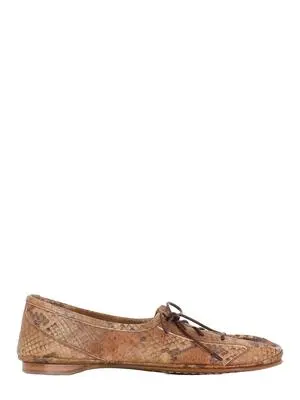 ALEXANDER HOTTO Snakeskin-effect Lace-up Flats - Brown