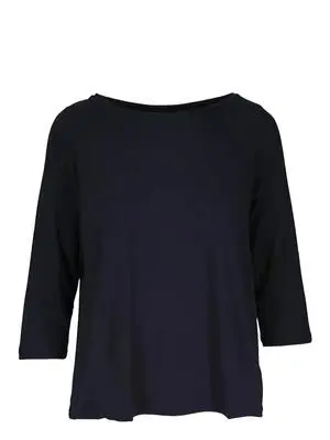 Majestic Filatures 3/4 Sleeve Boat Neck Knit Top - Blue