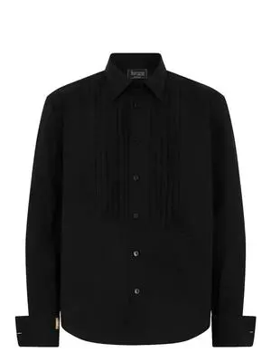 BILLIONAIRE Pleated Tuxedo Shirt - Black