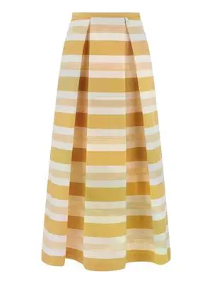 Herno Striped Pleated Flared Skirt - Yellow