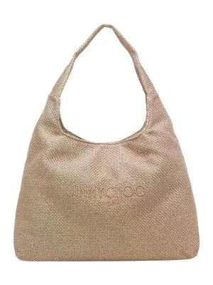 JIMMY CHOO Diamond Raffia Shoulder Bag - Neutrals