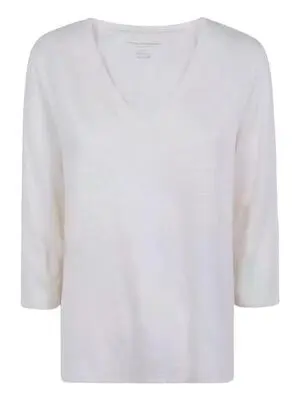 Majestic Filatures V-neck Three-quarter Length Sleeve T-shirt - Neutrals