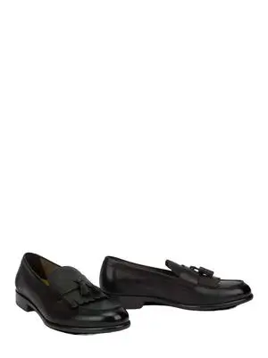 DOUCAL'S Dark Leather Fringed Loafers - Brown