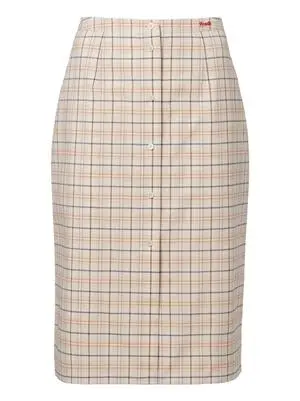 PRADA Prada Checked Cotton Poplin Pencil Skirt