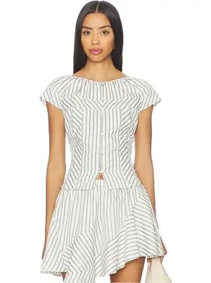 AMANDA UPRICHARD Norina Striped Chiffon Top