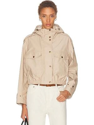 Moncler Cropped Hooded Ripstop Jacket - Rust