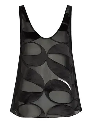 DELOS Mira Devoré Georgette Top - Black