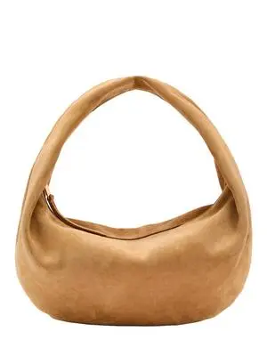 Khaite Olivia Suede Top Handle Bag Camel