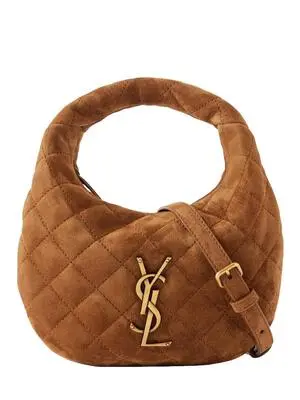 Saint Laurent Icarino Mini Matelassé Suede Shoulder Bag - Brown
