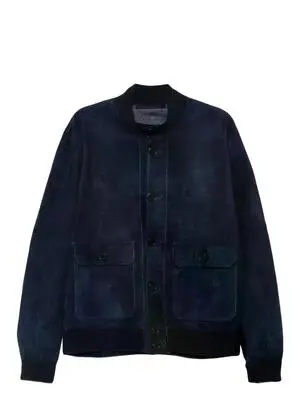 SALVATORE SANTORO Salvatore Santoro Suede Bomber Jacket Blue