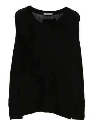 Balenciaga Relaxed-fit Knit Round Neck Long Sleeve Sweater - Black