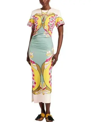 La DoubleJ Lela Printed Jersey Maxi Dress - Blue