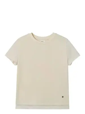 B+AB Short Sleeve Layered T-shirt With Logo Detail - Neutrals