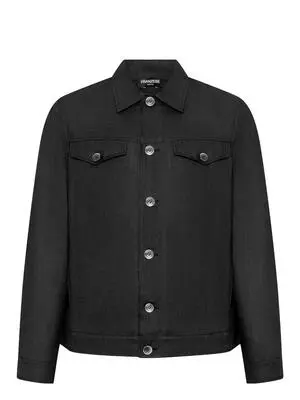 FRANZESE COLLECTION Button Flap-pocket Linen Jacket - Black