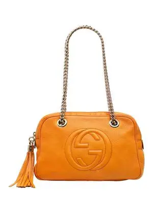 Gucci 2016-2025 Leather Soho Chain Zip Shoulder Bag - Orange