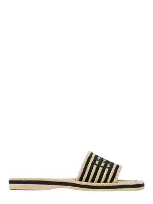 Chloé Striped Logo-embroidered Sandals - Black