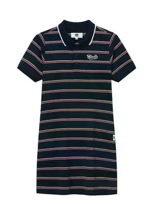 CHOCOOLATE Striped Polo Dress - Blue