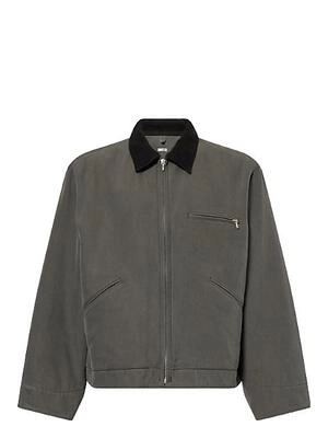 A.PRESSE A.Presse Cotton And Silk-Blend Jacket With Contrast Collar Gray