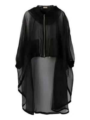 Herno Chiffon Hooded Cape - Black