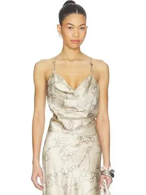 L'Agence Cowl Neck Camisole With Silver-tone Horse-bit Straps - Beige