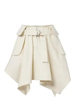 Loewe Cotton And Silk Gabardine Miniskirt In Ivory - White