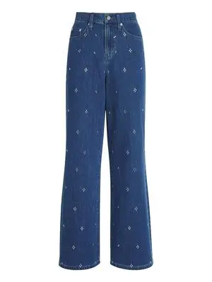 Maje Embellished Wide-leg Jeans - Blue