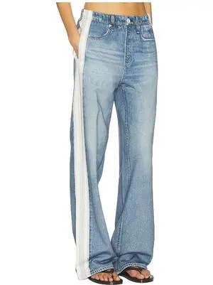 Rag & Bone Wide Leg Jeans With Side Stripe Detail - Blue