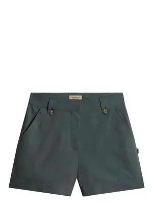 Woolrich Cotton Tailored Shorts With Side Label Detail - Green