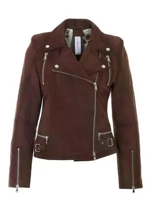 BULLY Suede Biker Jacket - Brown
