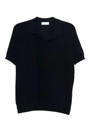 ROBERTO COLLINA Ribbed Pocket Polo Shirt - Blue