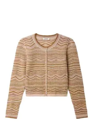 Sandro Wave-pattern Knit Cardigan - Neutrals