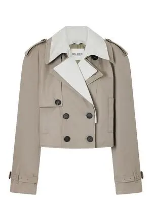 Attico Double-breasted Cropped Trench Coat - Gray