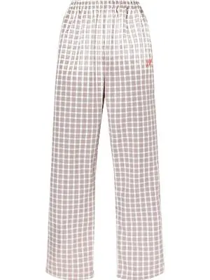 WILLY CHAVARRIA Ruff Rider Checked Woven Wide-leg Track Pants - Red