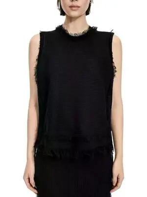 JNBY JNBY Fringed Knit Vest Top Black