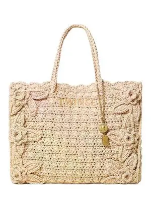 TWINSET Crochet Shopper Bag With Charms - Neutrals
