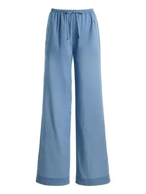 Eterne Brody Cotton Wide Leg Pants - Blue