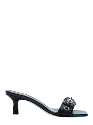 AeydĒ Aeyde Black Gilly Leather Pumps With Eyelet Detail And Buckle Fastening Black