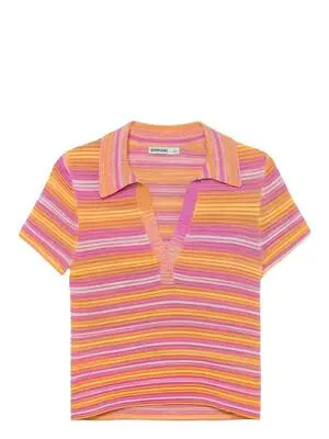 SIMKHAI Simkhai Knitted Striped Polo Top