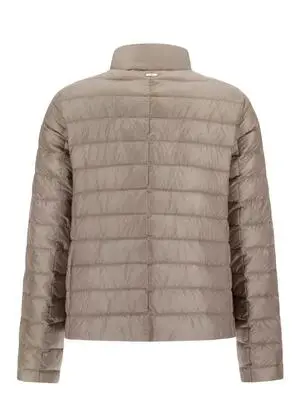 Herno Quilted Puffer Jacket With Scarf Detail - Grey