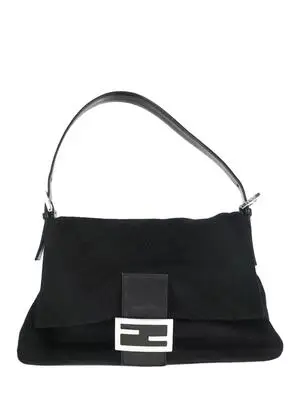 Fendi 2009 Mama Baguette Buckle Leather Shoulder Bag - Black
