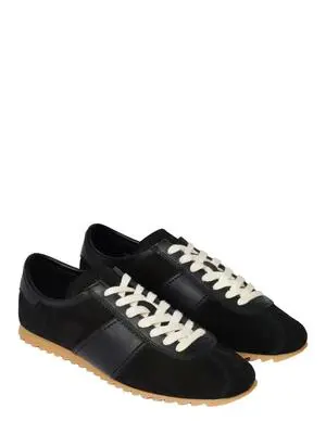 Sandro Leather And Suede Low-top Sneakers - Black