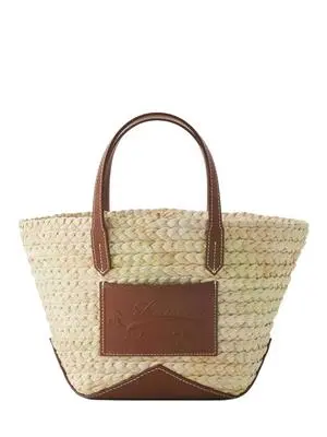 LANVIN Straw Tote Bag With Contrast Panelling - Neutrals